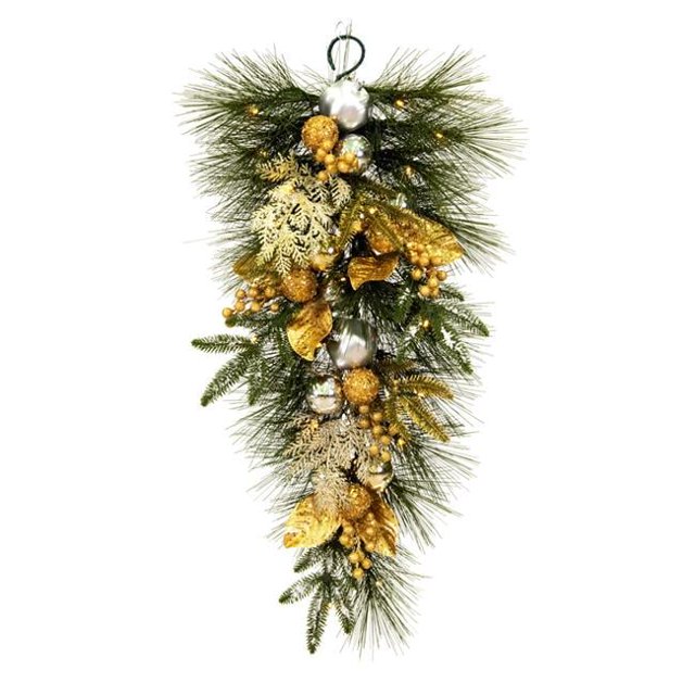 30 in. Green TearDrop with 22 PE-PVC Tips & Decorated with Gold ...