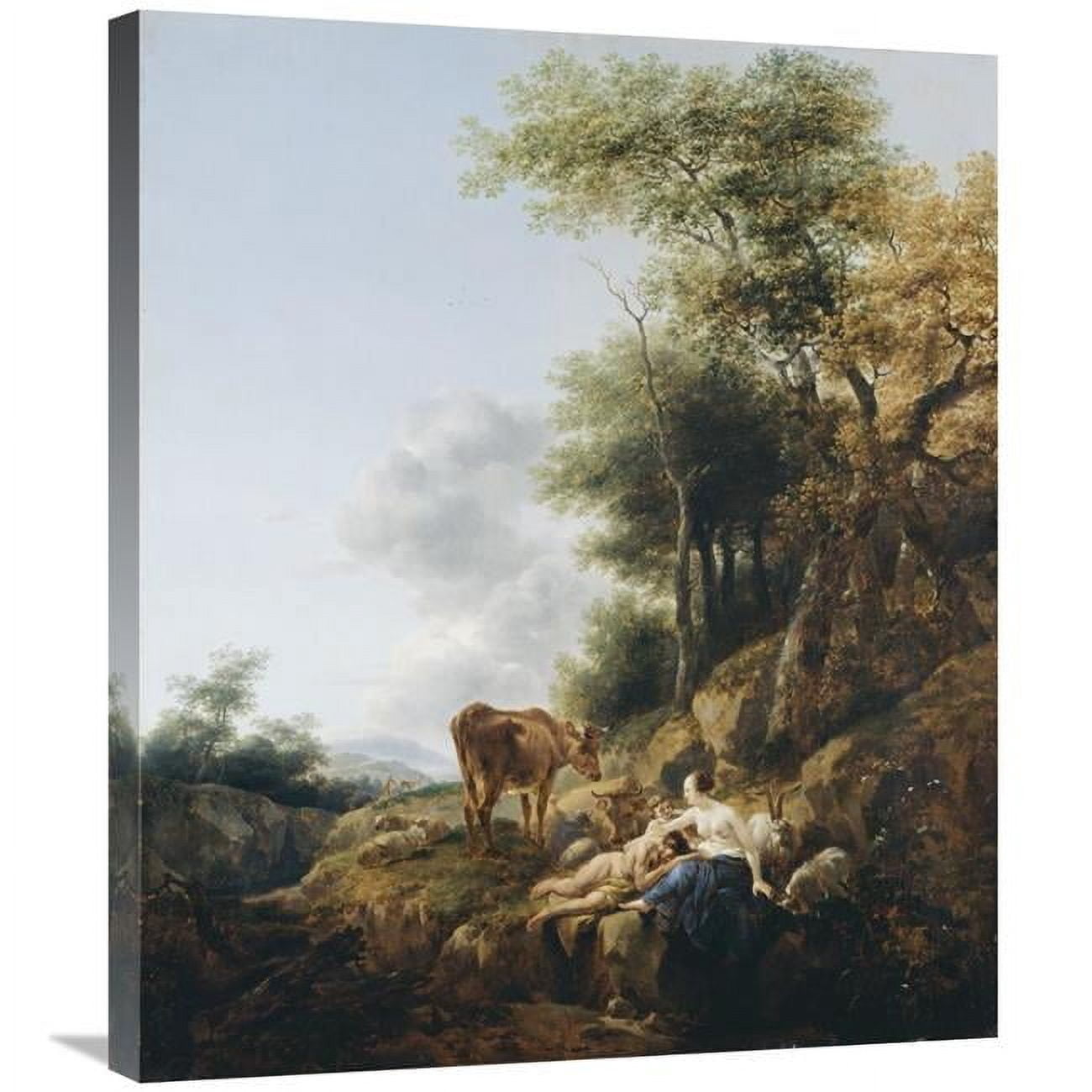 30 in. Landscape with A Nymph & A Satyr Art Print - Nicolaes Berchem ...