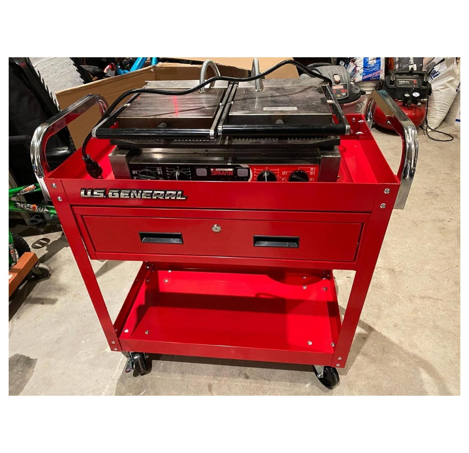 30 in. Large 350 lb. Capacity Glossy Red Service Cart With Locking ...