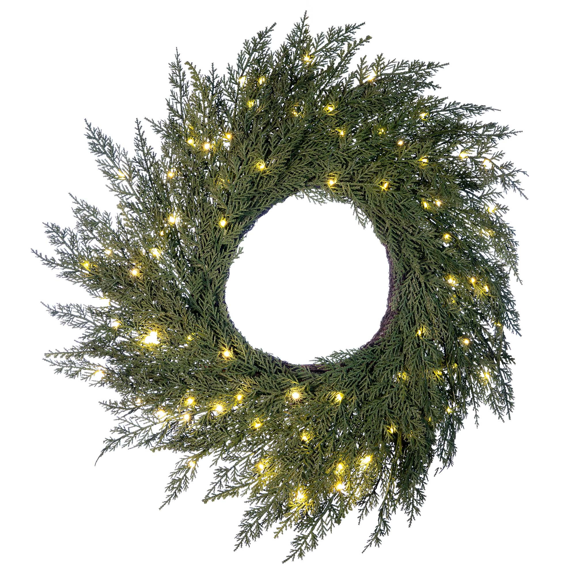 30 in. Pre-Lit LED Wreath - Cypress - Walmart.com