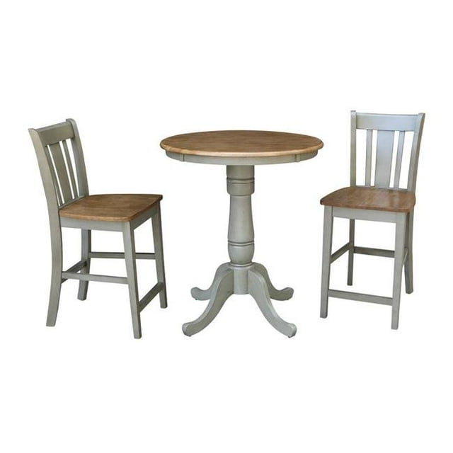 30 in. Round Pedestal Gathering Table with 2 San Remo Counter Height ...