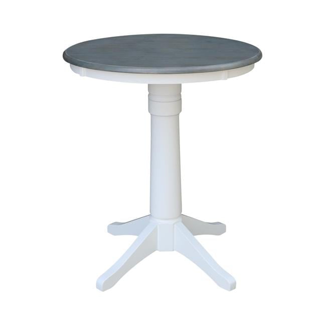 30 in. Round Top Pedestal Table with Counter Height, White & Heather ...