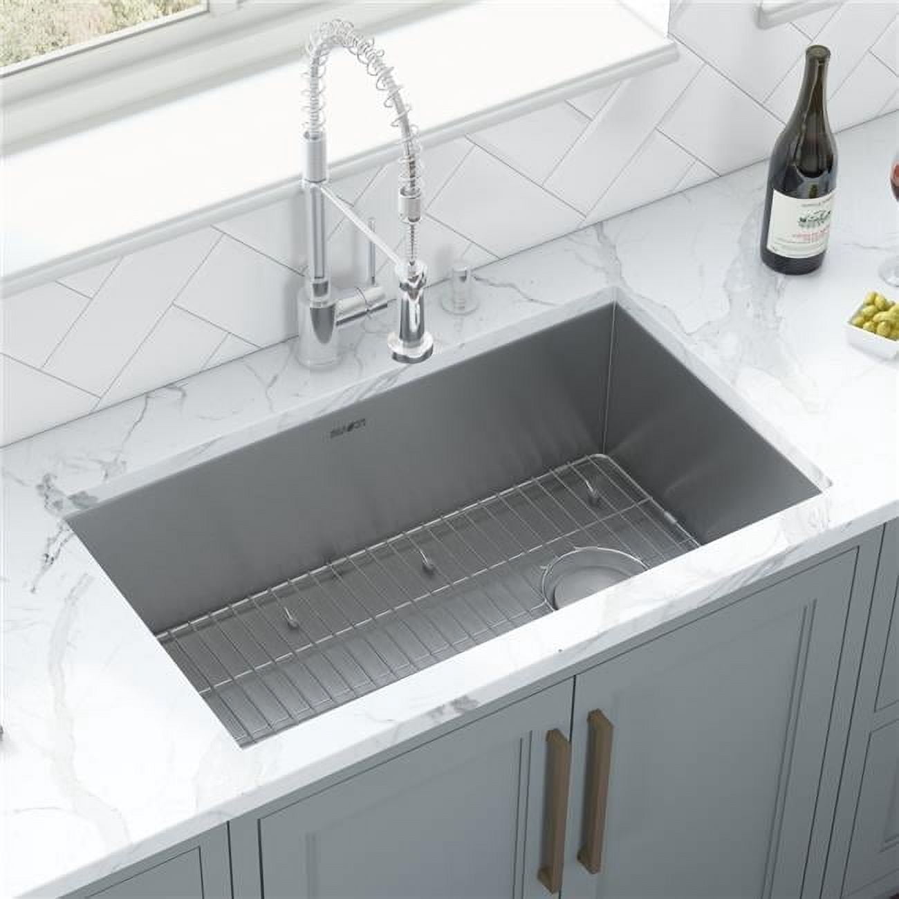 30 in. Slope Bottom Offset Drain Single Bowl Stainless Steel Undermount ...