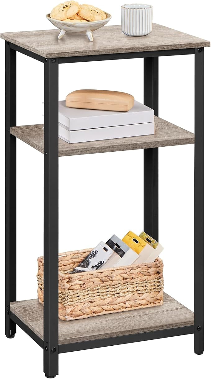 30 in Tall End Table, 3-Tier with Strong Wooden Shelves, Small Side ...