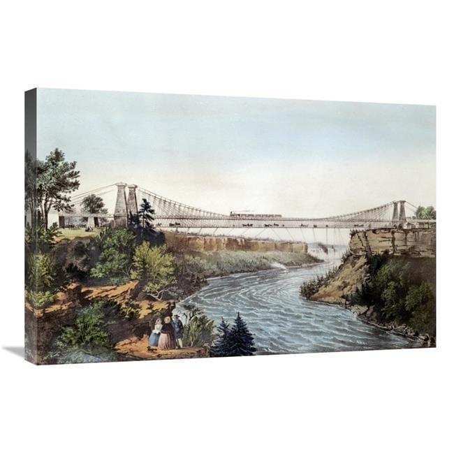 30 in. The Rail Road Suspension Bridge Art Print - Currier & Ives ...