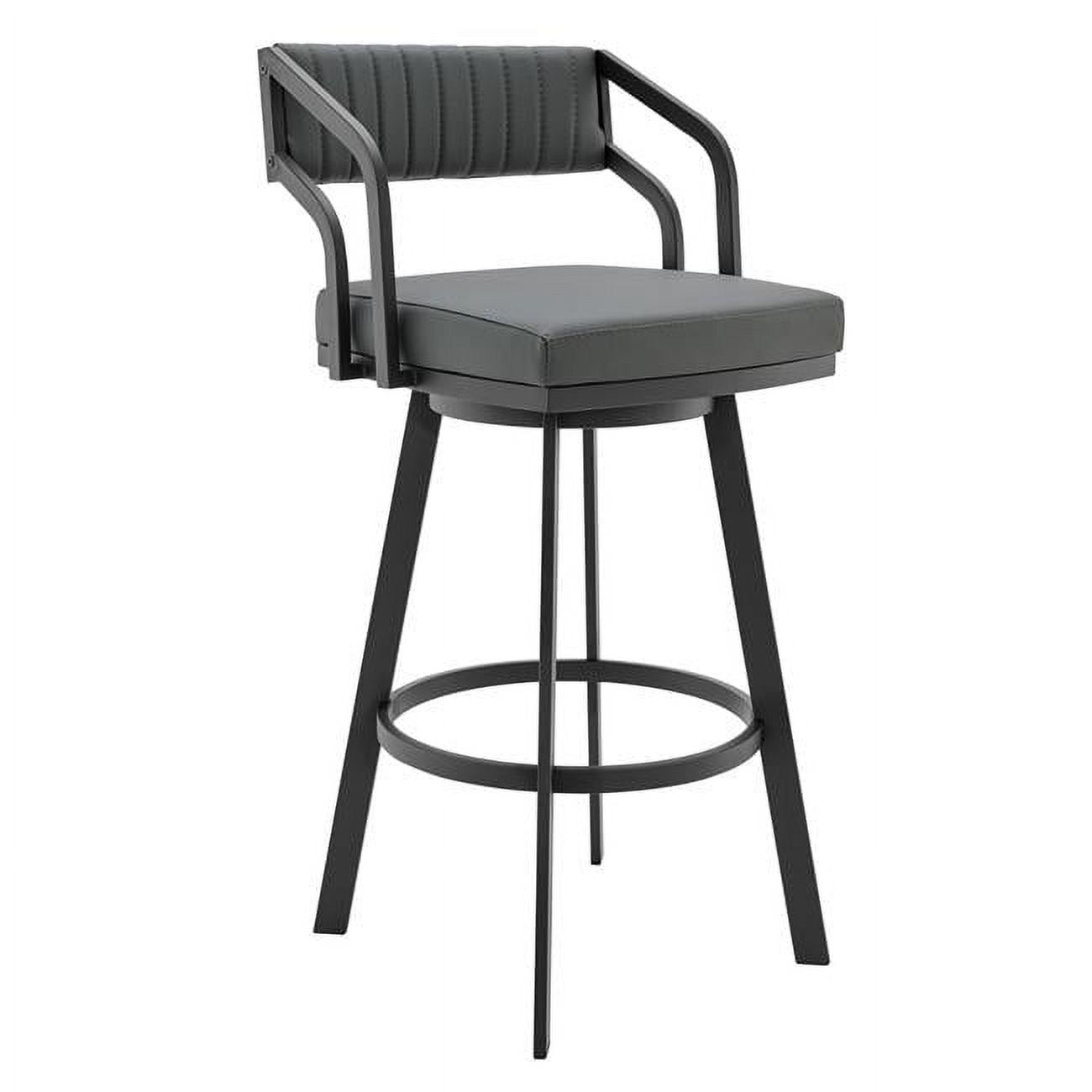 30 in. Timeless Slate Grey Faux Leather Silver Finish Swivel Counter ...