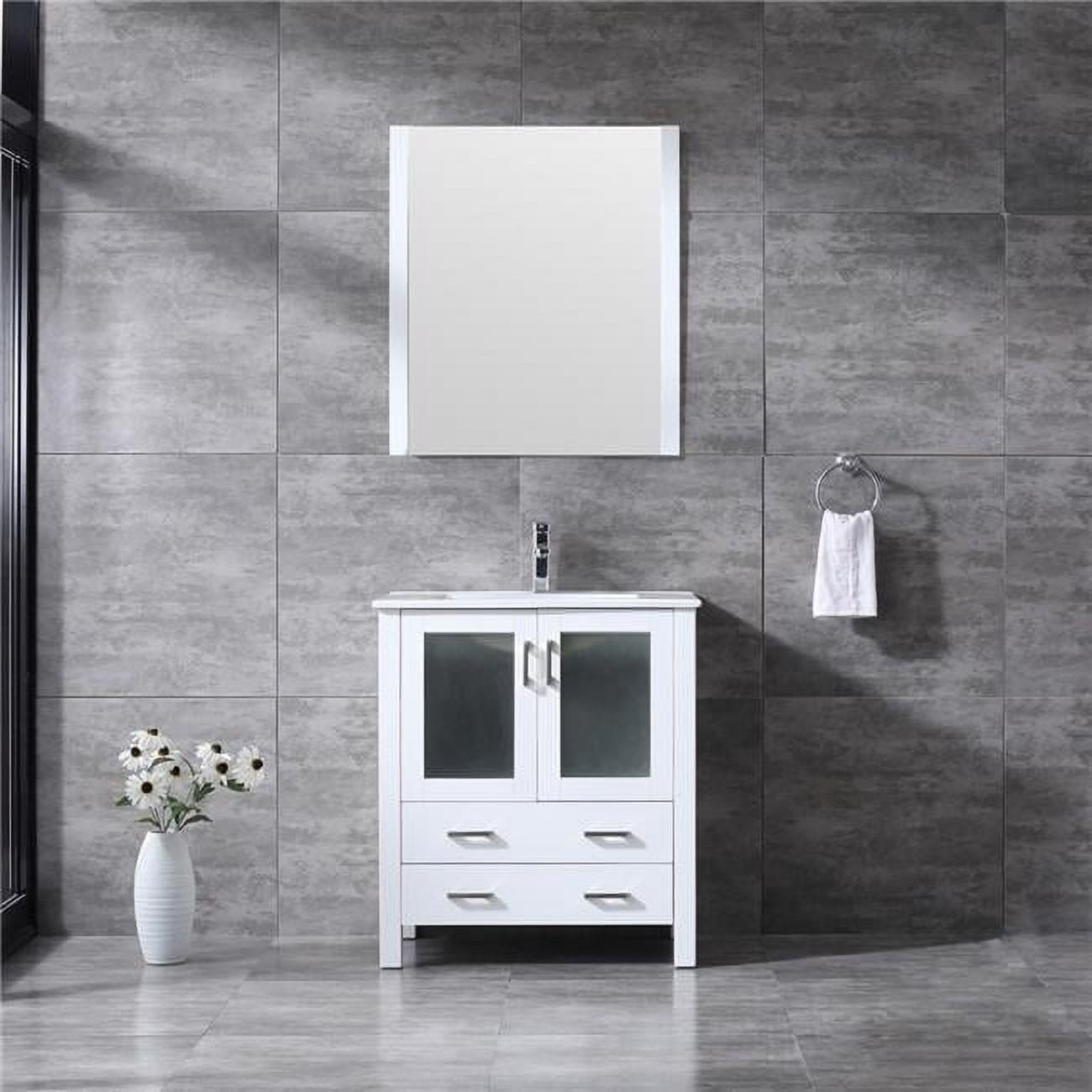 30 in. Volez Single Bathroom Vanity, Integrated Top, White Integrated ...