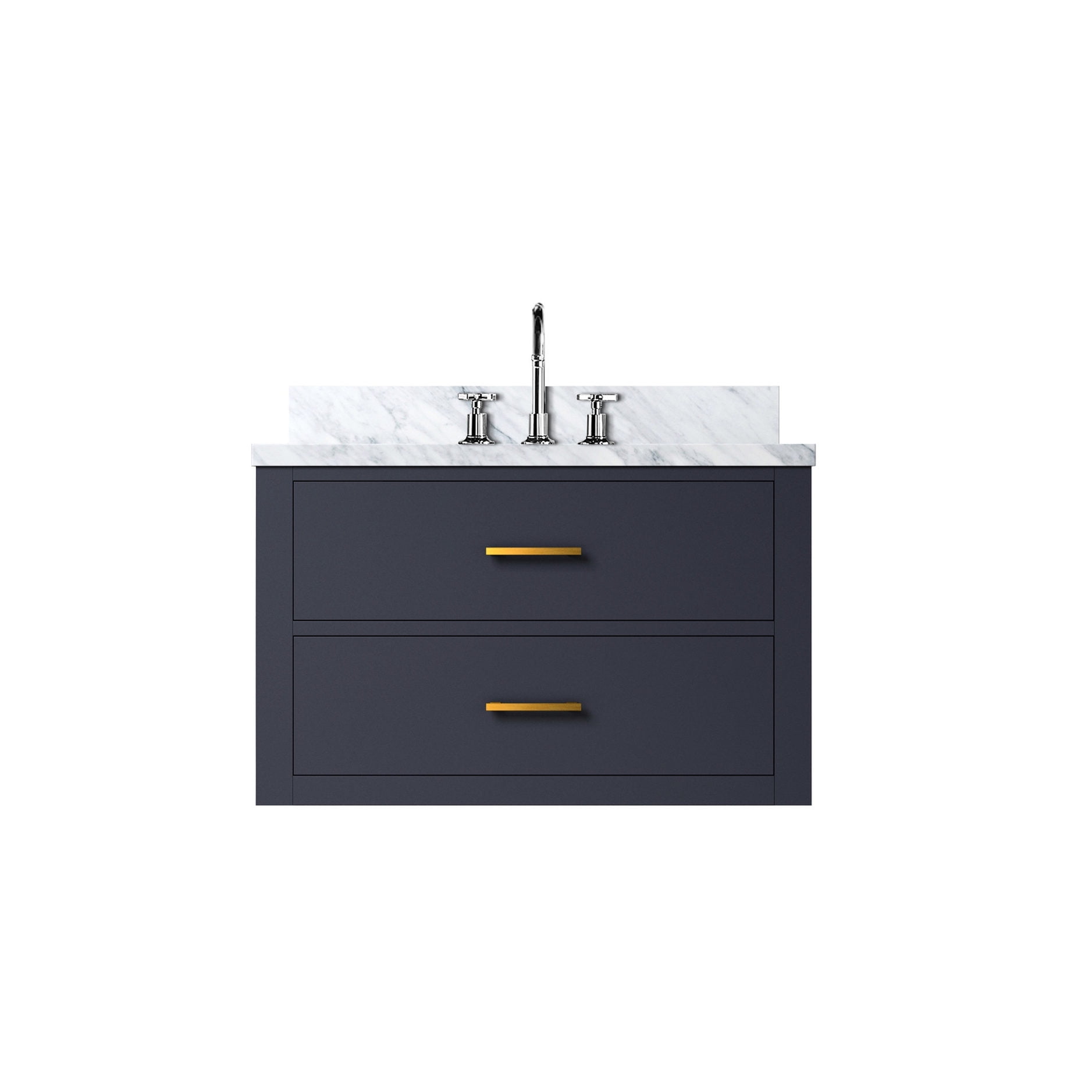 30 in. Wide Blue Vanity Unit | MDF Filler, Chrome Gooseneck Faucet ...