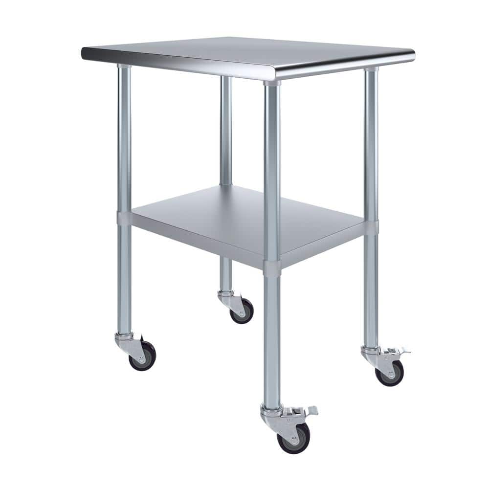30 in. x 24 in. Stainless Steel Work Table with Casters : Mobile Metal ...