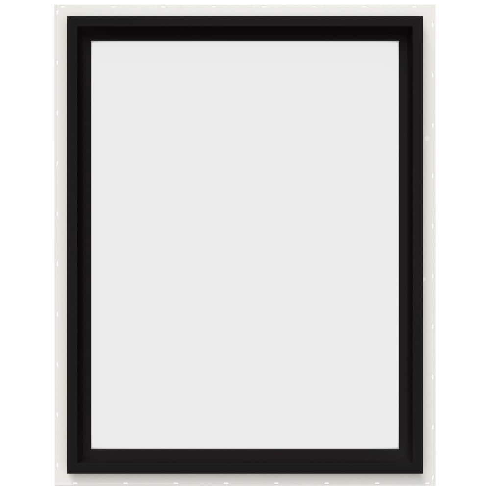 30 in. x 36 in. V-4500 Series Black FiniShield Vinyl Picture Window w ...