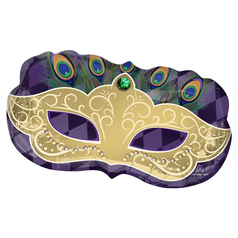 30 inch Anagram Mardi Gras Mask Foil Mylar Balloon - Party Supplies ...