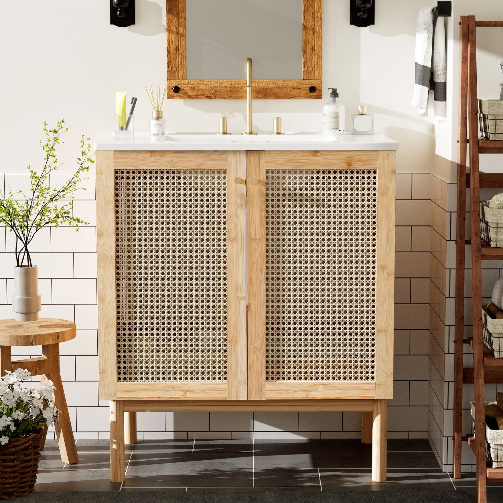 30 - inch Bathroom Vanity / Compact Dimensions, Space - Saving / Fits ...