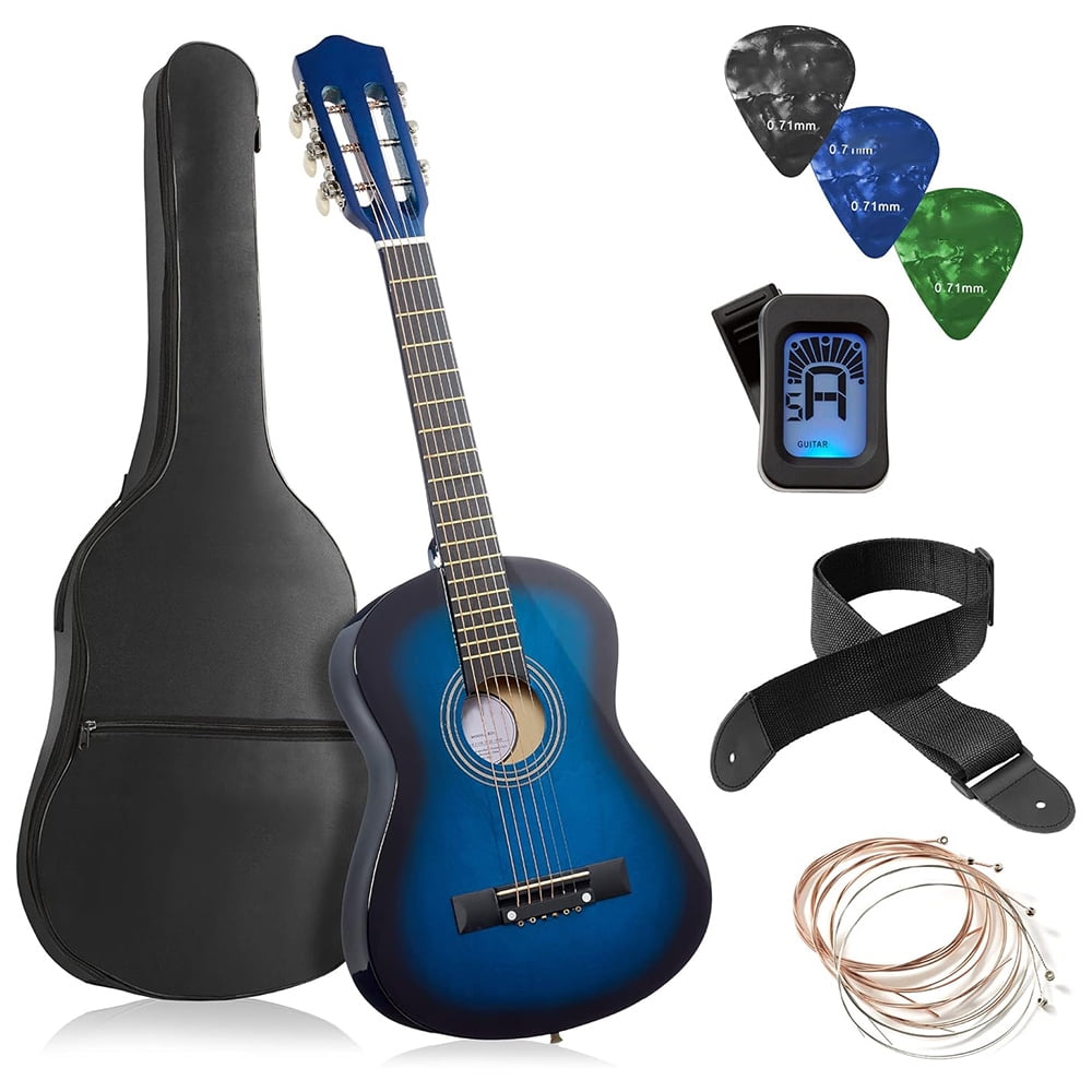 30-inch Beginner Acoustic Guitar Package (Blue), Basic Starter Kit w ...
