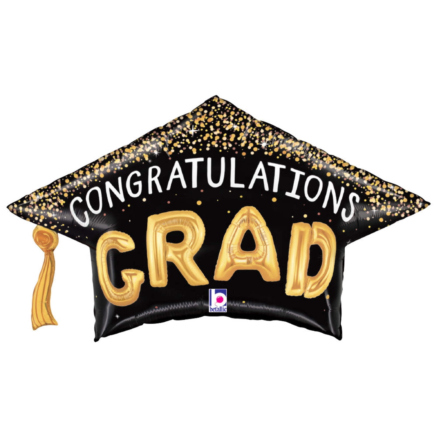 30 inch Betallic Congratulations Confetti Grad Hat Foil Mylar Balloon ...