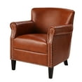 30-inch Deep Caramel Club Chair with Sinuous Springs | Leather-like ...