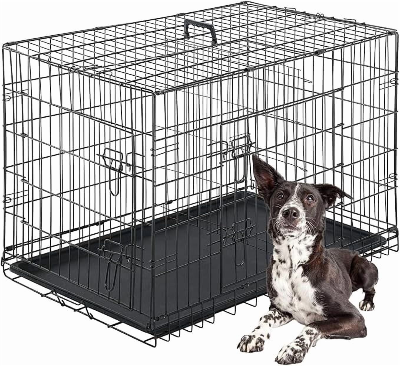 30 inch Dog Crate Dog Kennel Cage with Double Door Folding Metal Wire ...