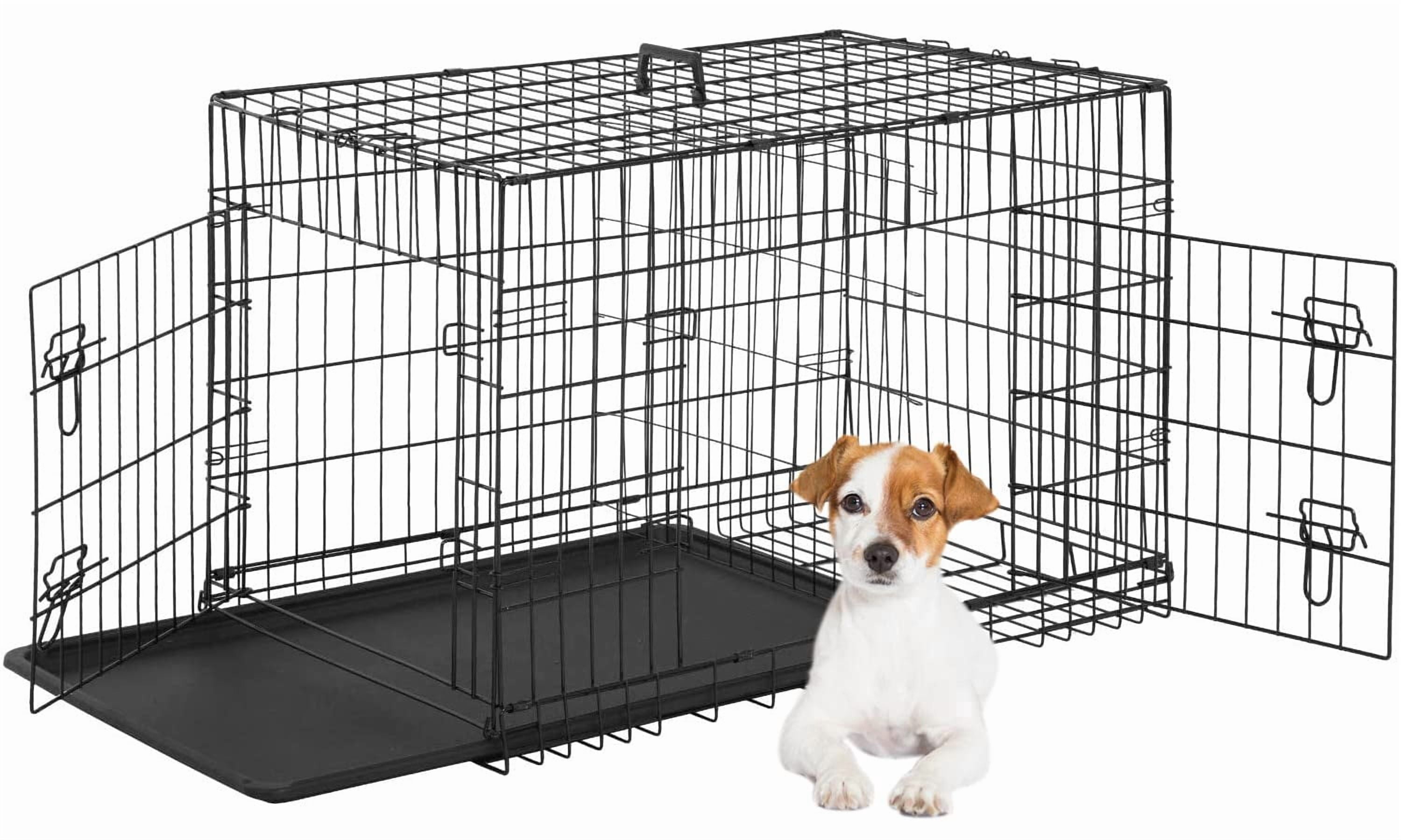 30 inch Dog Crate Dog Kennel Cage with Double Door Folding Metal Wire ...