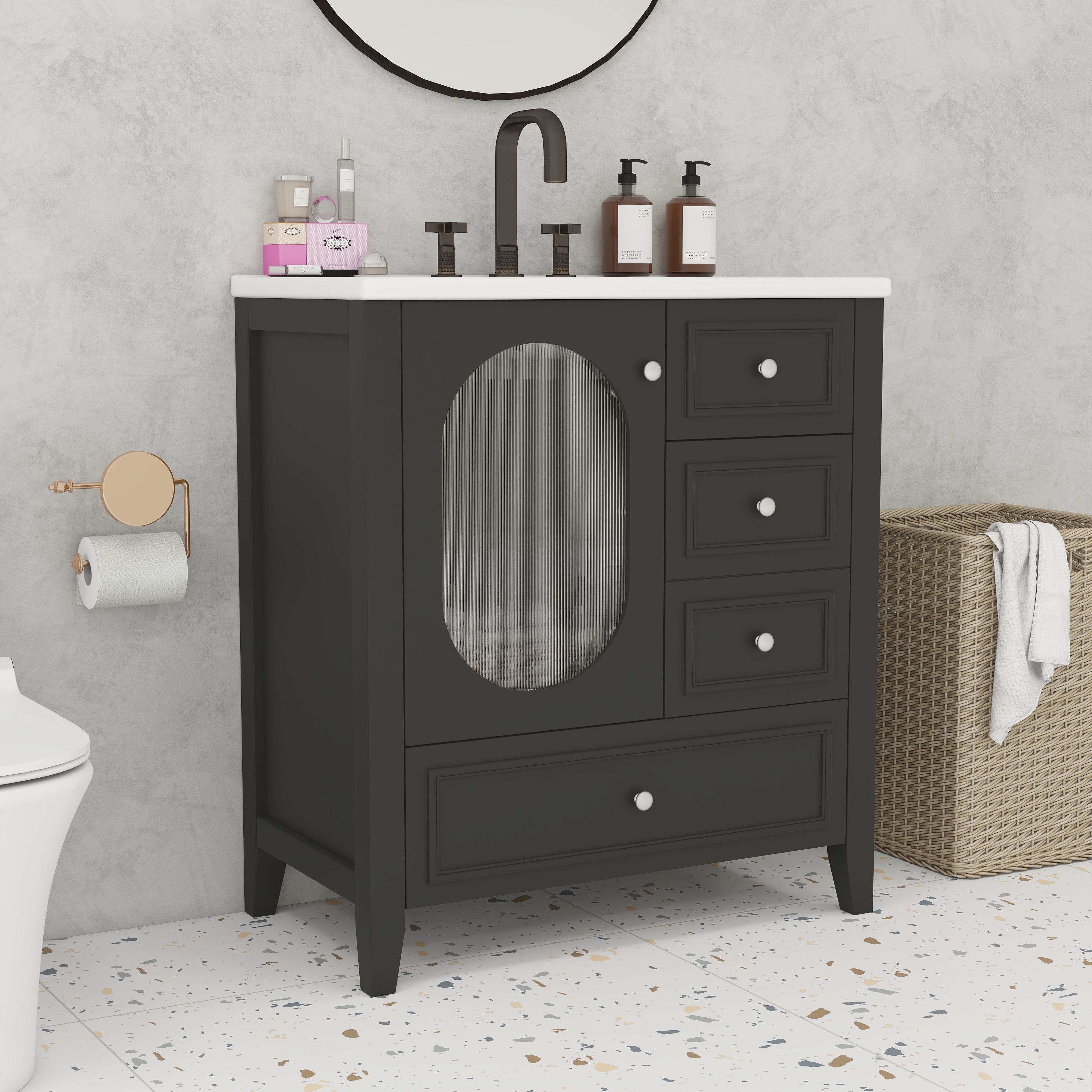 30-inch Dresser with Sink and Drawers Black - Walmart.com