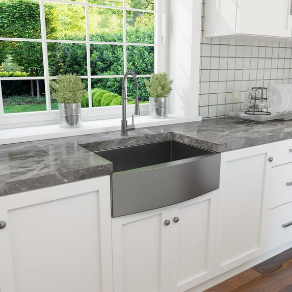 30 inch Farmhouse Kitchen Sink, 16 Guage Stainless Steel Single Bowl ...