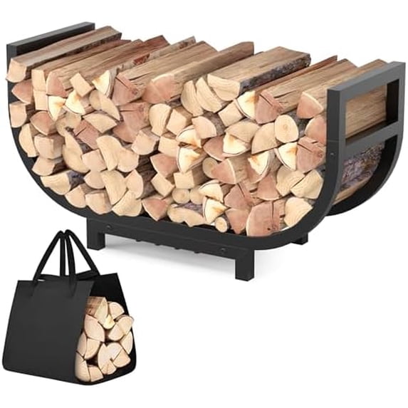 30-inch Firewood Rack Outdoor Indoor with Log Carrier Bag, Stable Log ...
