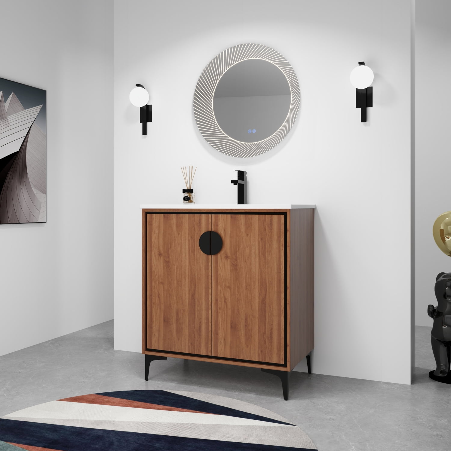 HD JUNTUNKOR 30 inch Freestanding Bathroom Vanity with Ceramic Sink ...