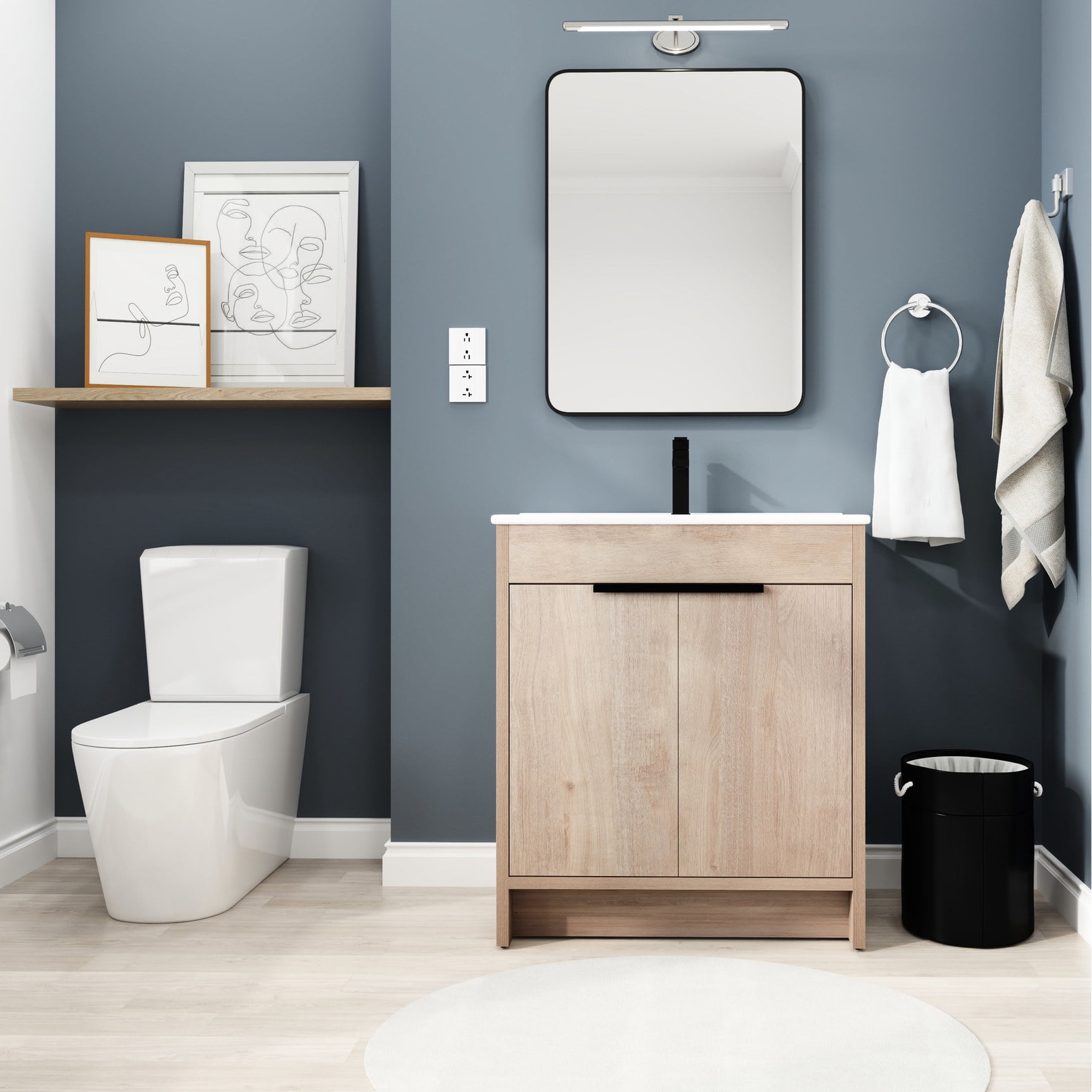 30 - inch Freestanding Modern Bathroom Vanity with Ceramic Sink and ...