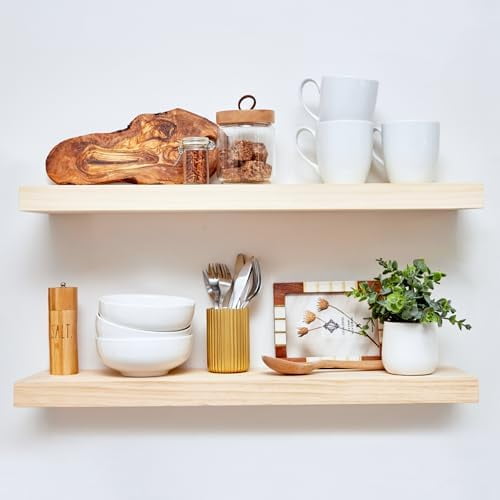 30 inch Natural Floating Shelf, High End Solid Real Wood 30inch Small ...