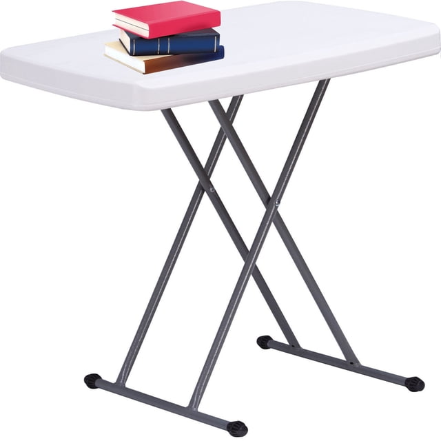 30 inch Personal Folding Table Adjustable Resin TV Tray Table, White ...