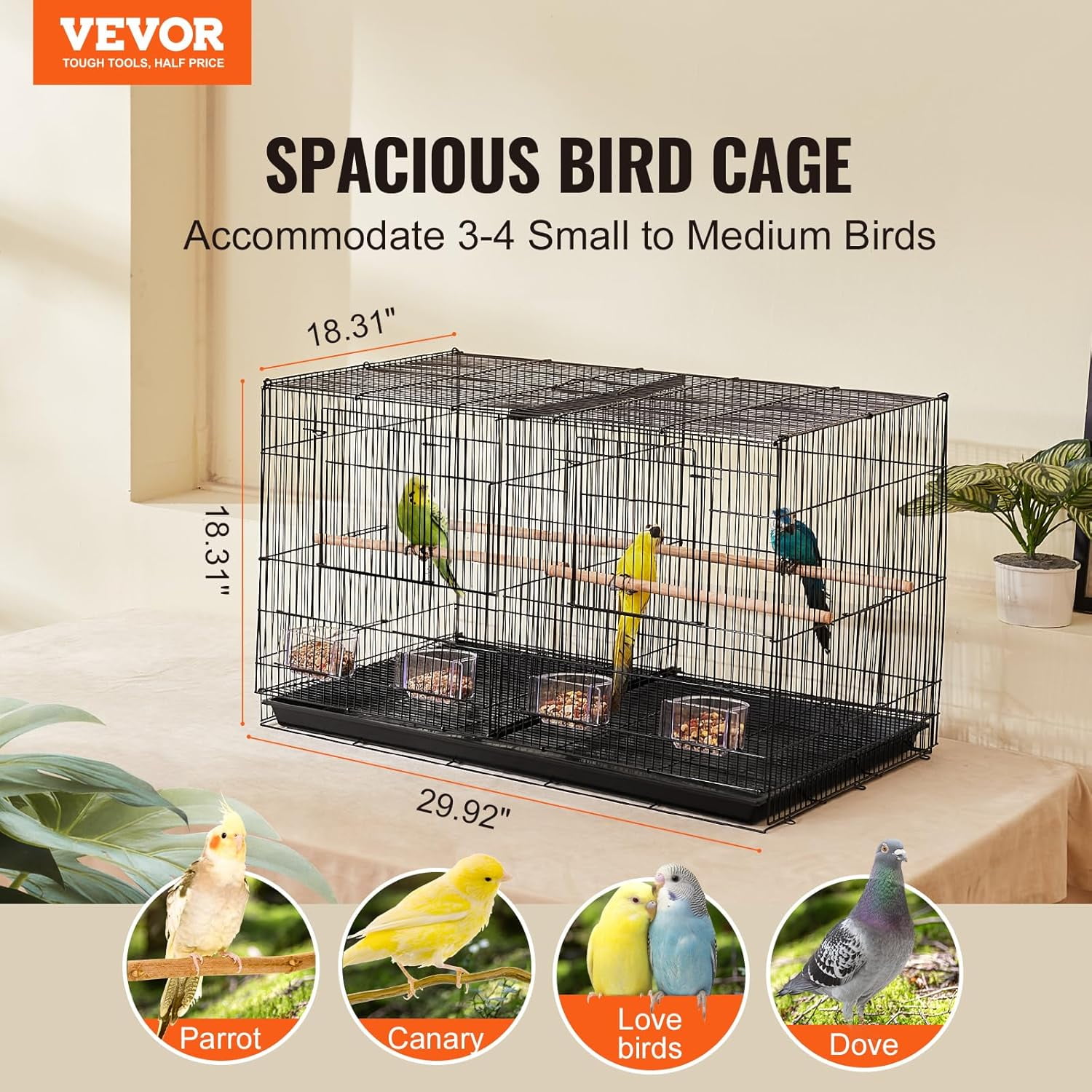 30-inch Stackable Bird Cage with Dividers for Parrots, Canaries & Small ...