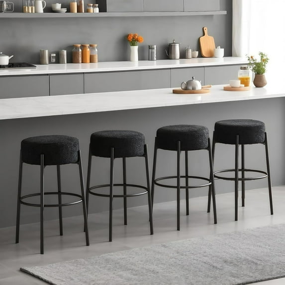 30 inch Swivel Round Bar Stools Set of 4, Upholstered Counter Height ...