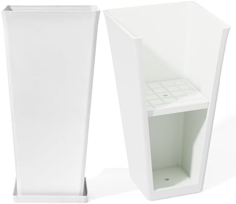 30 inch Tall White Planters Set of 2,Indoor/Outdoor Rectanglar Large ...