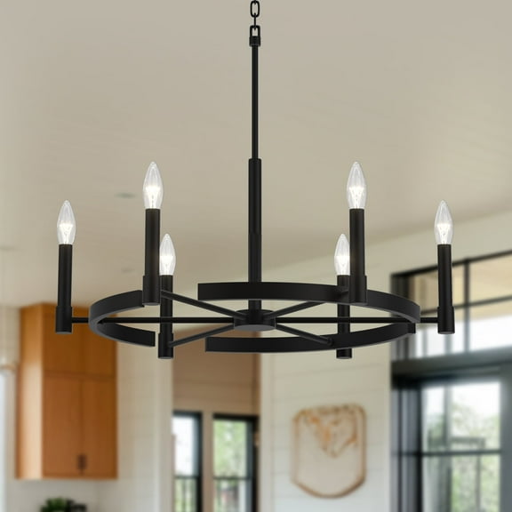 53.15 Inch Black Extra Large Wagon Wheel Chandelier, 28-Lights ...