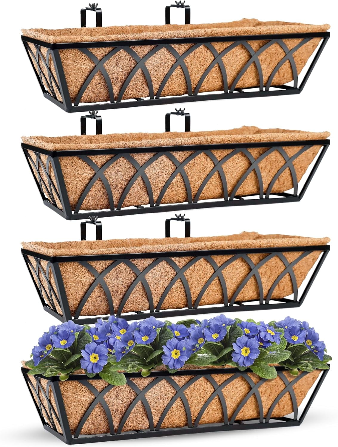 30 inch Window Planter Box 2Pcs Iron Window Deck Railing Planter with ...