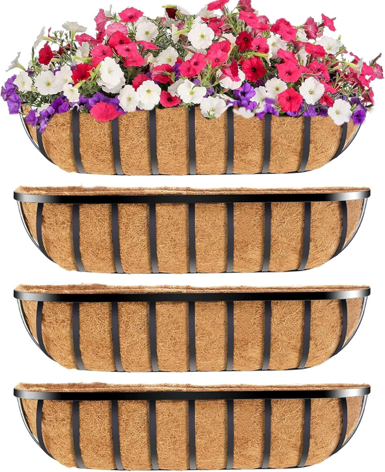 30 inch Window Planter Box 2Pcs Iron Window Deck Railing Planter with ...