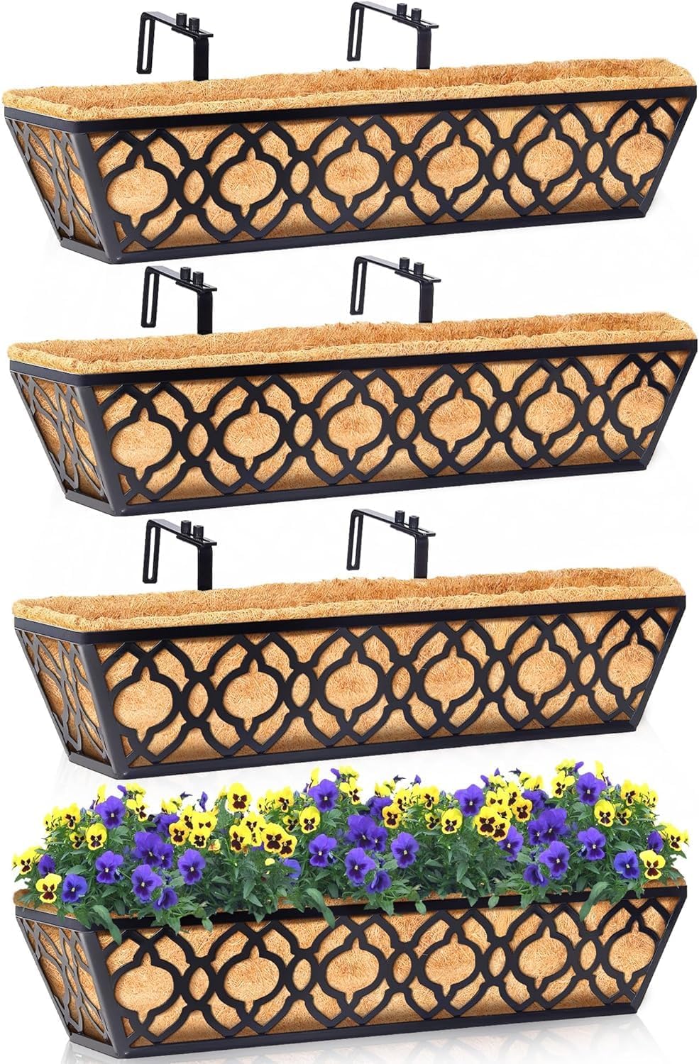 30 inch Window Planter Box 2Pcs Iron Window Deck Railing Planter with ...