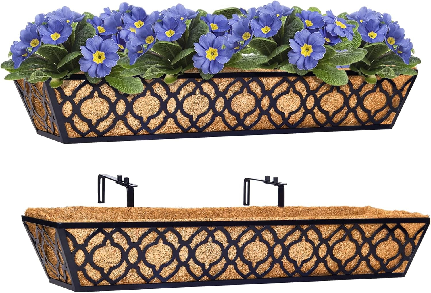 30 inch Window Planter Box 2Pcs Iron Window Deck Railing Planter with ...