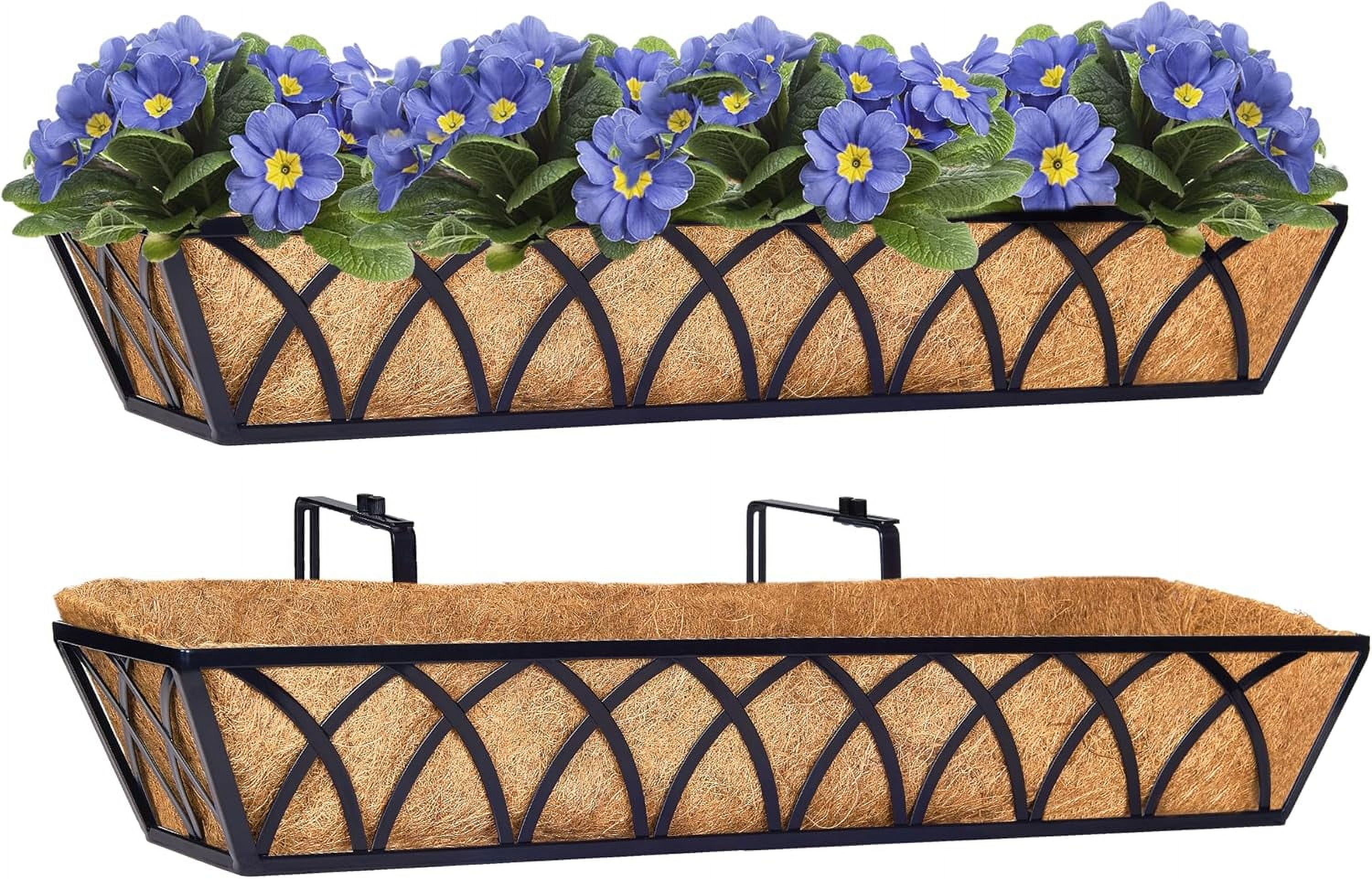 30 inch Window Planter Box 2Pcs Iron Window Deck Railing Planter with ...