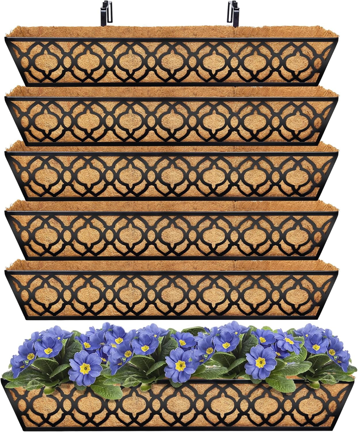 30 inch Window Planter Box 2Pcs Iron Window Deck Railing Planter with ...