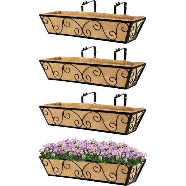 30 inch Window Planter Box 2Pcs Iron Window Deck Railing Planter with ...