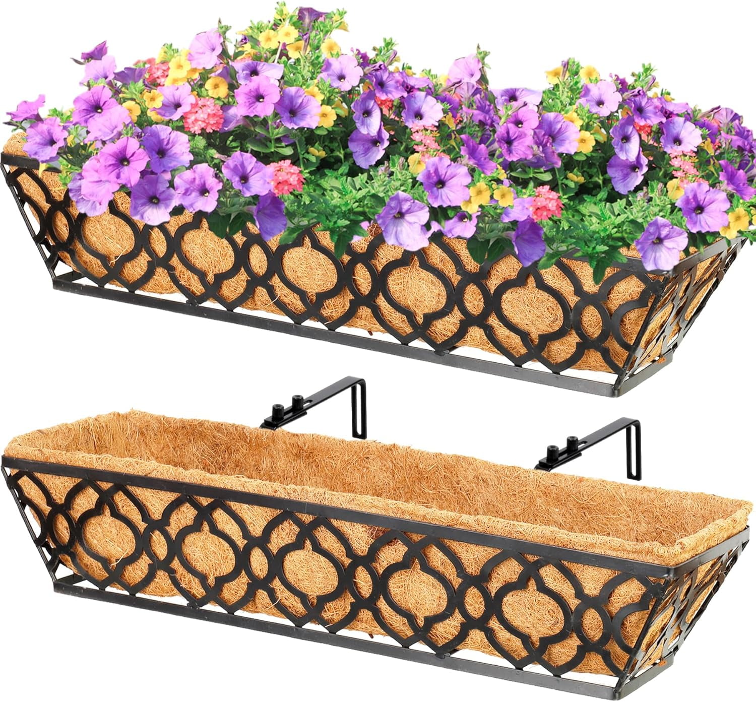 30 inch Window Planter Box 2Pcs Iron Window Deck Railing Planter with ...