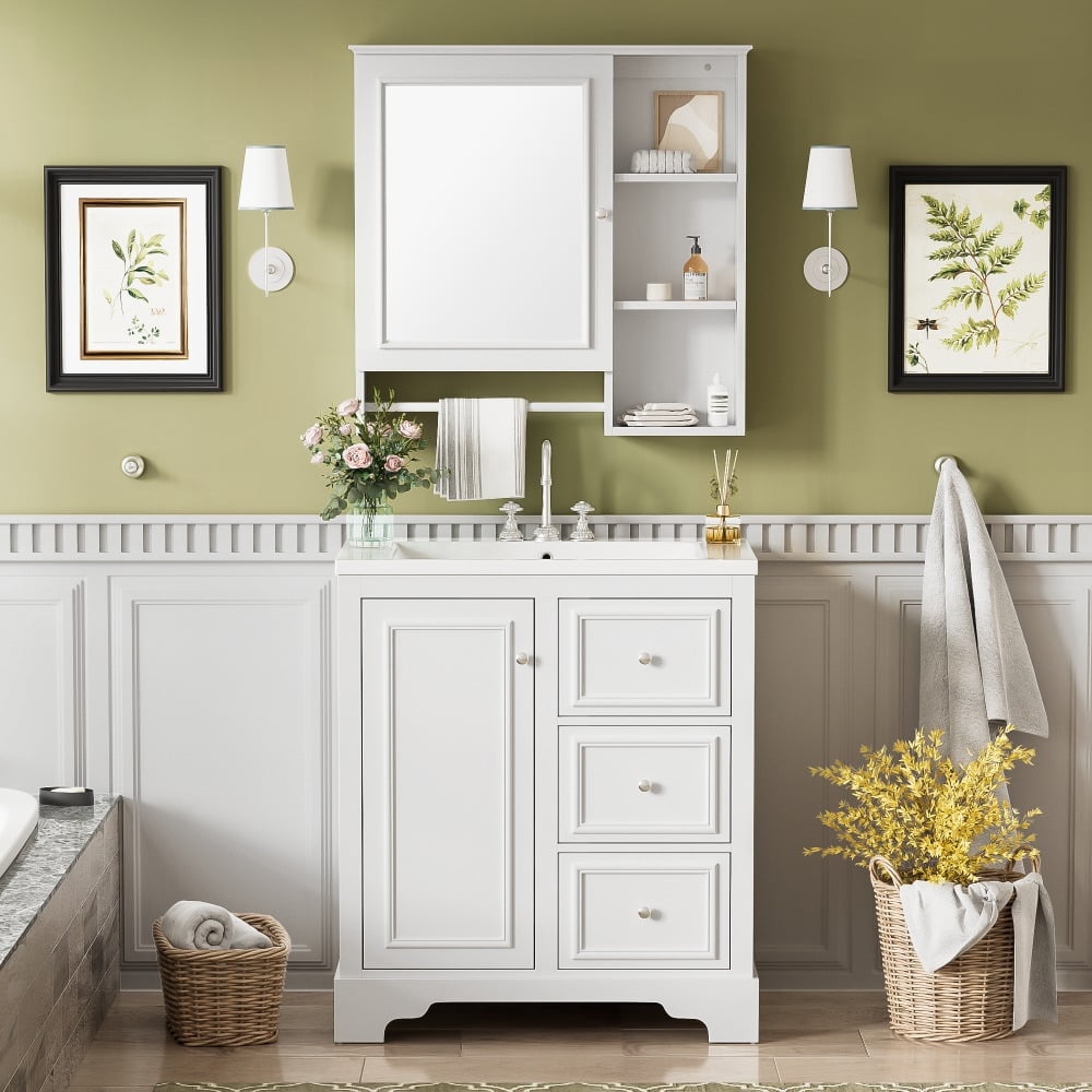 30-inch bathroom vanity with sink, modern elegant bathroom storage ...