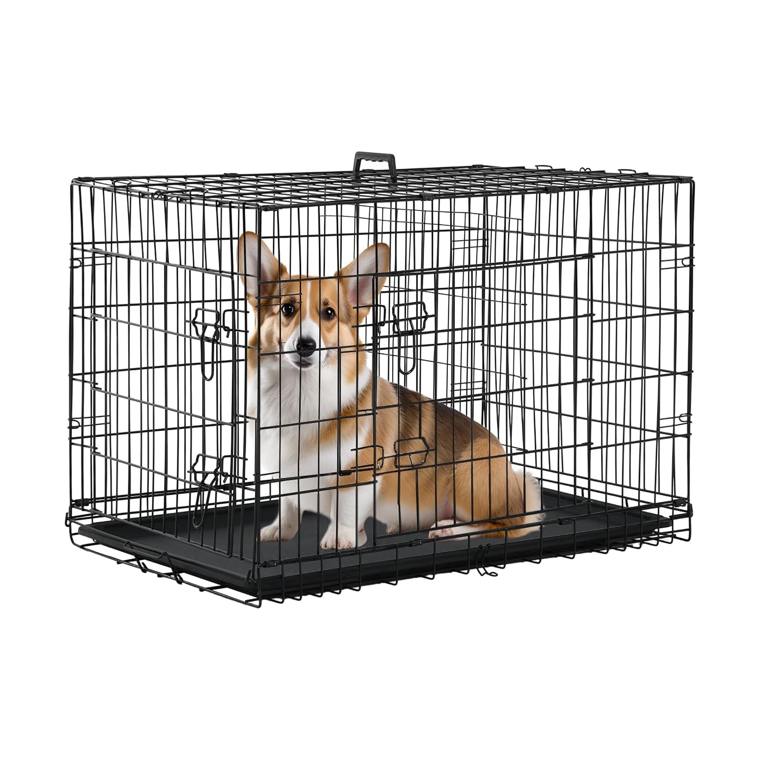 30 inches Large Dog Crate Kennel for Medium Large Dogs, Metal Dog Cage ...