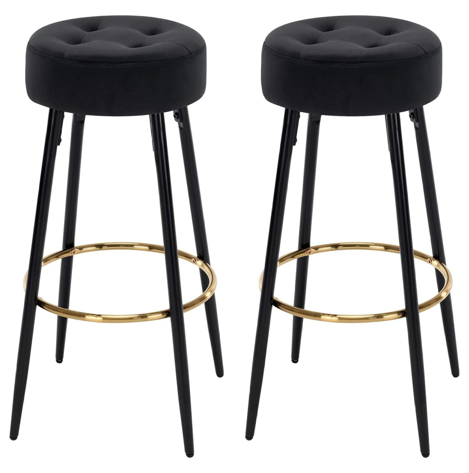 30 inches Modern Round Bar Stools Set of 2, Upholstered Dining Chair ...