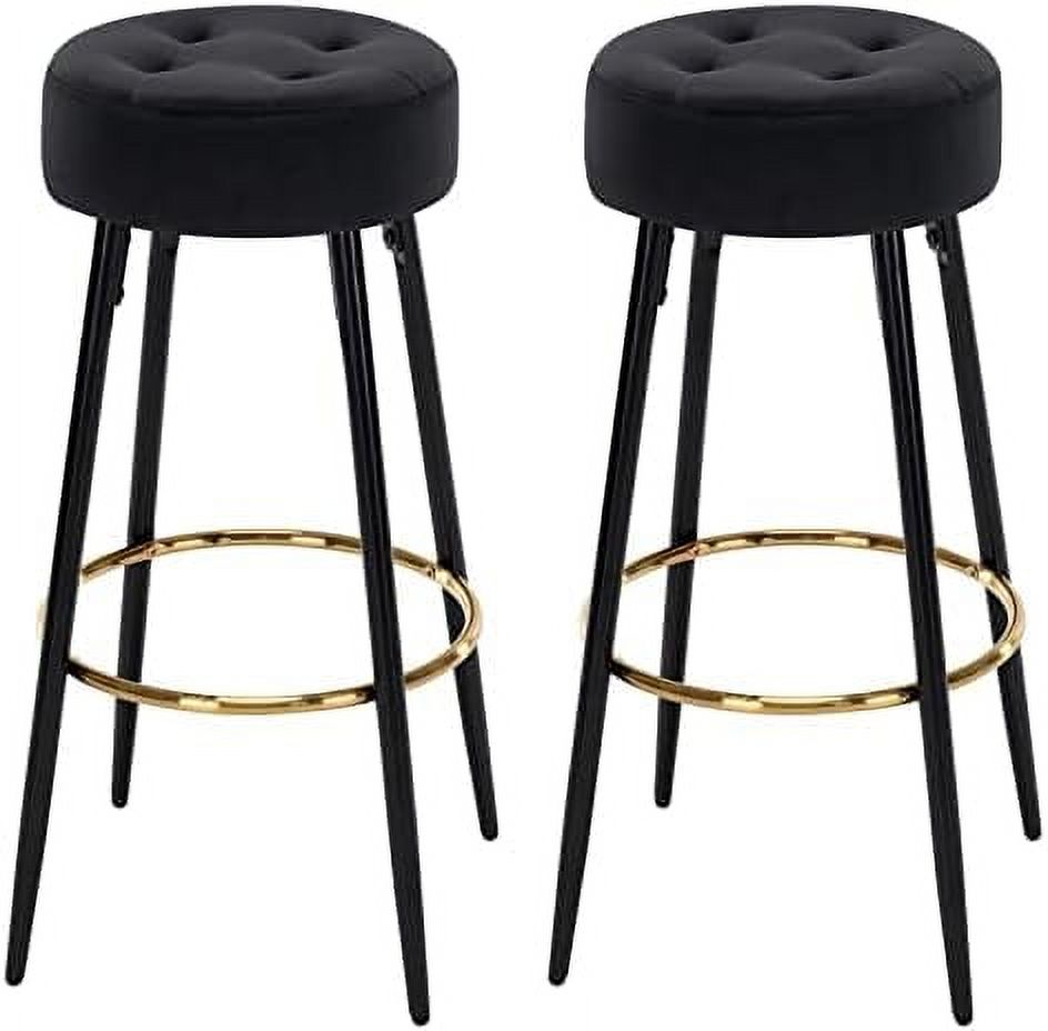 30 inches Modern Round Stools Faux Fur Upholstered Dining Chair Stool ...