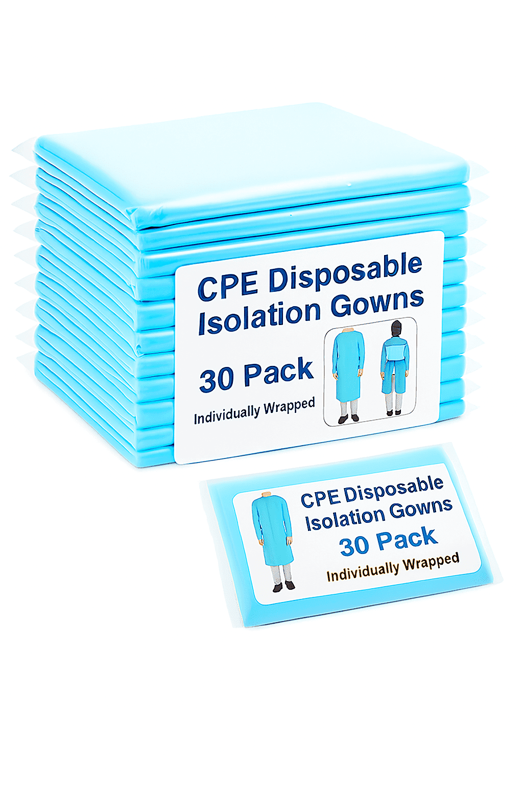 Disposable Isolation Gowns with Thumb Loops and Open Back, Unisex, 30 ...