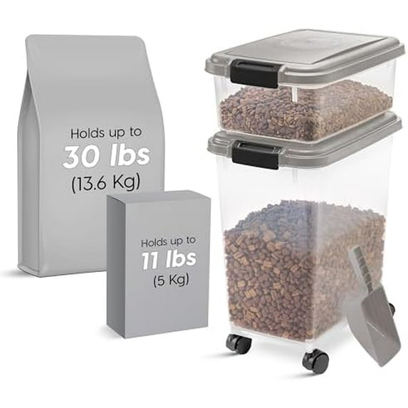 30 lbs & 11 lbs Combo Airtight Dog Food Storage Container, Stackable ...