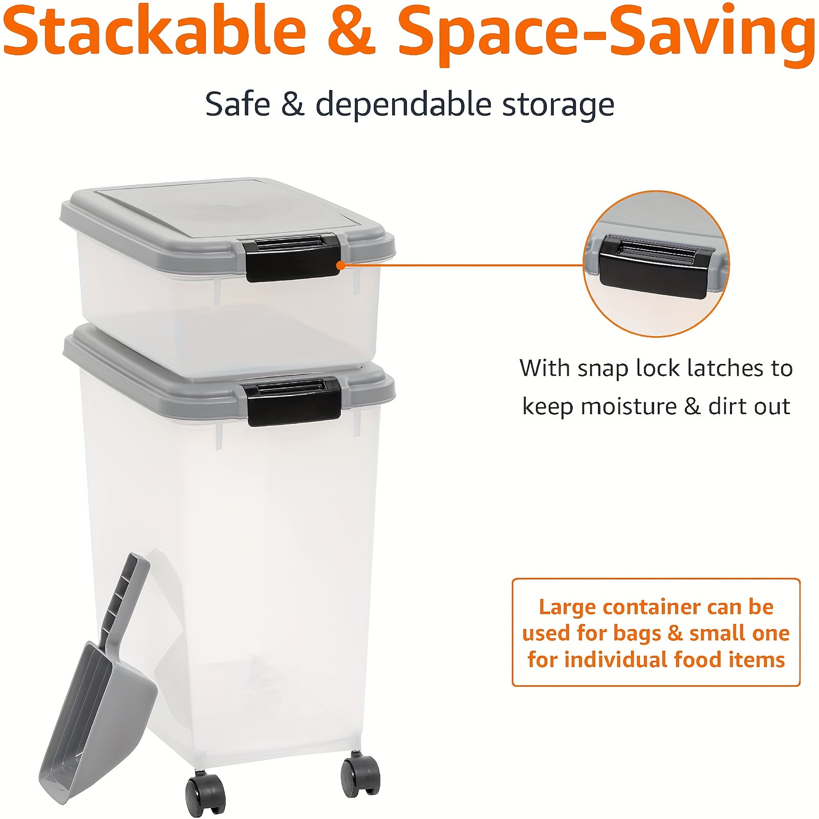 30 lbs & 11 lbs Combo Airtight Pet Food Storage Container | Stackable ...
