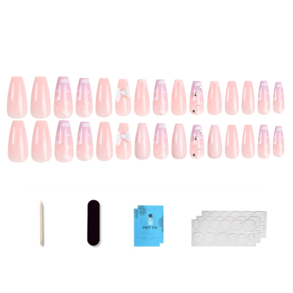 30 long trapezoidal nail patches-7 pieces of nail tools in neutral ...