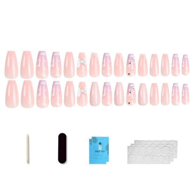30 long trapezoidal nail patches-7 pieces of nail tools in neutral ...