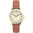 30 mm Womens Easy Reader Watch, Brown Strap with Cream Dial - Gold-Tone ...